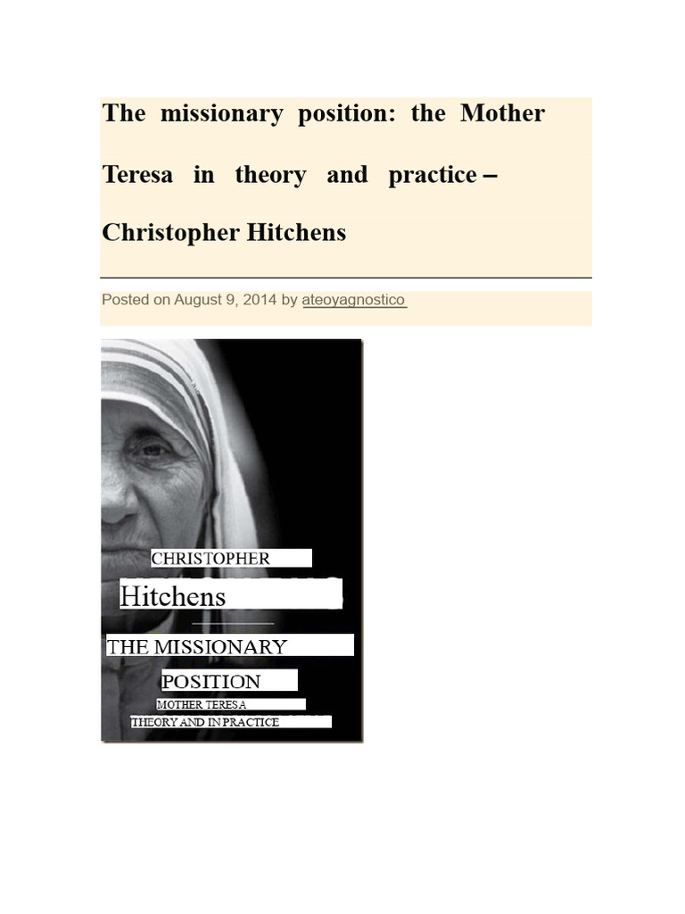 The Missionary Position | PDF | Mother Teresa