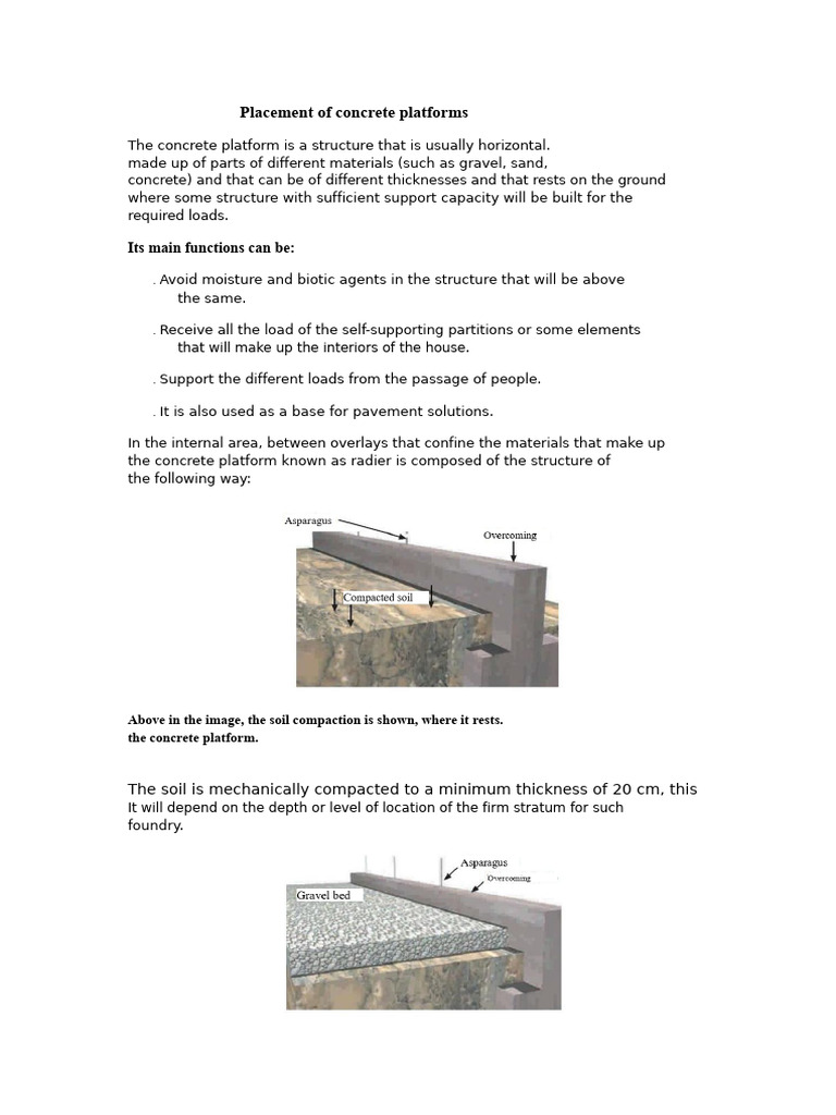 Placement of Concrete Platforms | PDF | Concrete | Gravel