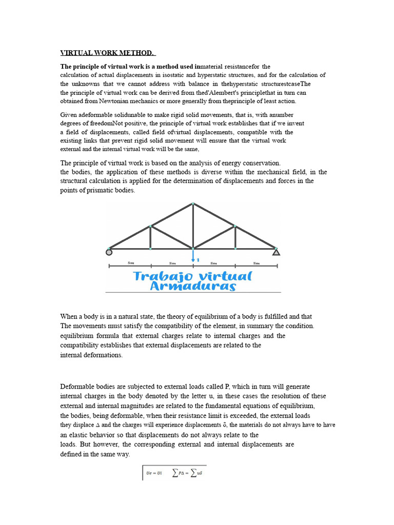 Virtual Work Method in Structural Analysis | PDF | Deformation ...