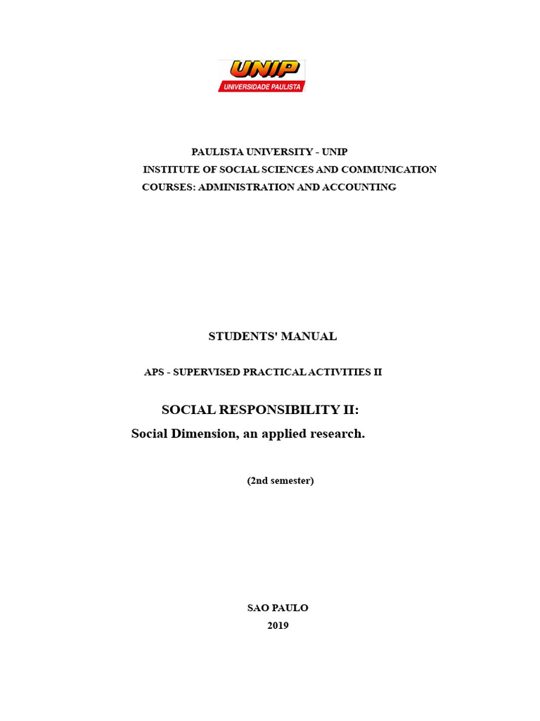 UNIP APS II Student Manual 2019 | PDF | Employment | Discrimination