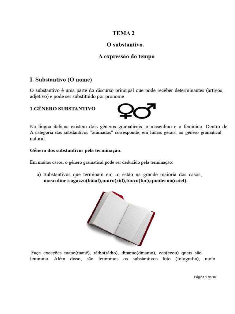 Gêneros e Plurais dos Substantivos em Italiano | PDF | Plural | Substantivo