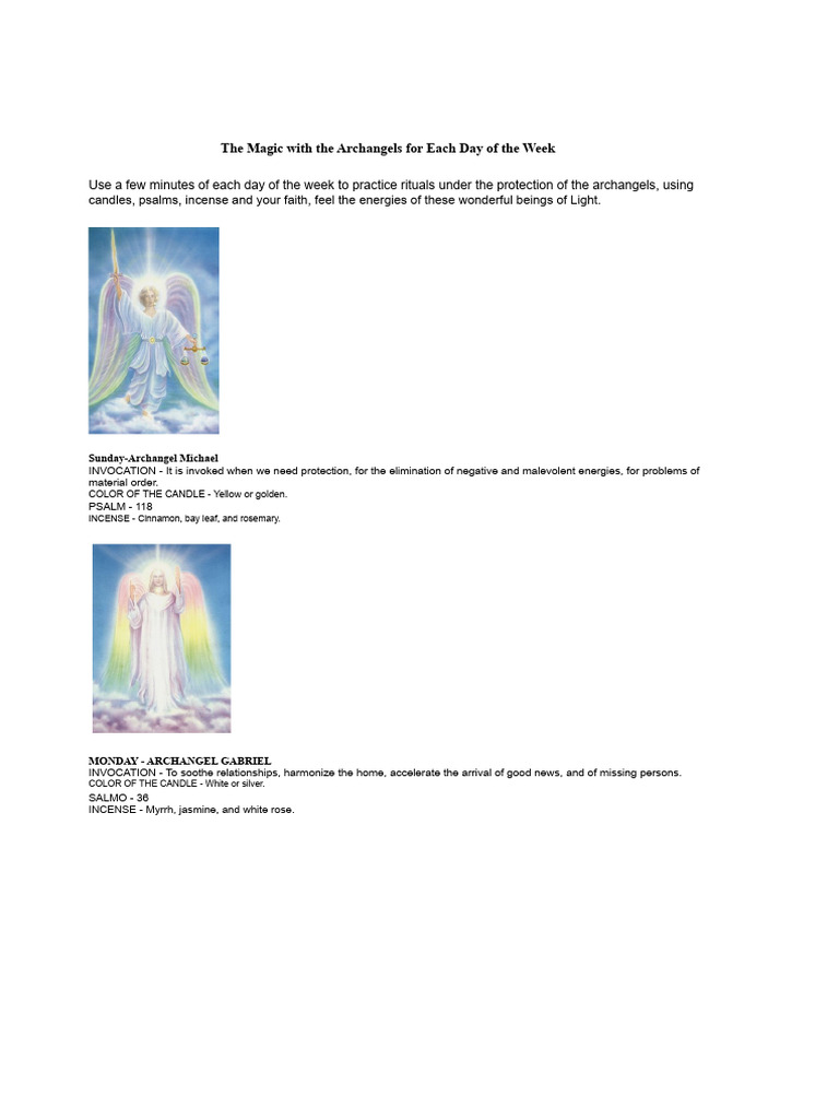 The Magic With Archangels For Each Day of The Week | PDF | Anxiety ...