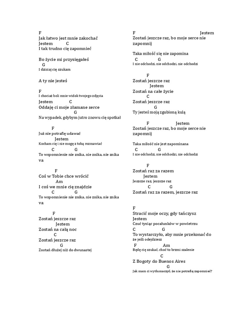 Nie Odejdzie Akordy | PDF