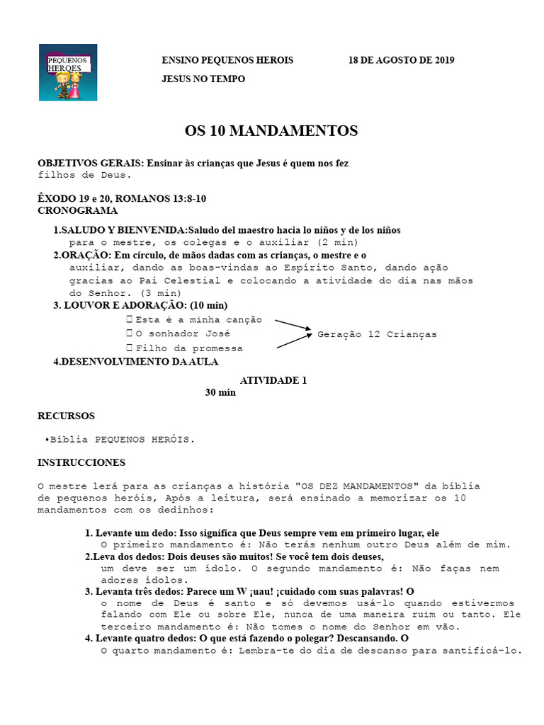 Os 10 Mandamentos | PDF | Os Dez Mandamentos | Jesus