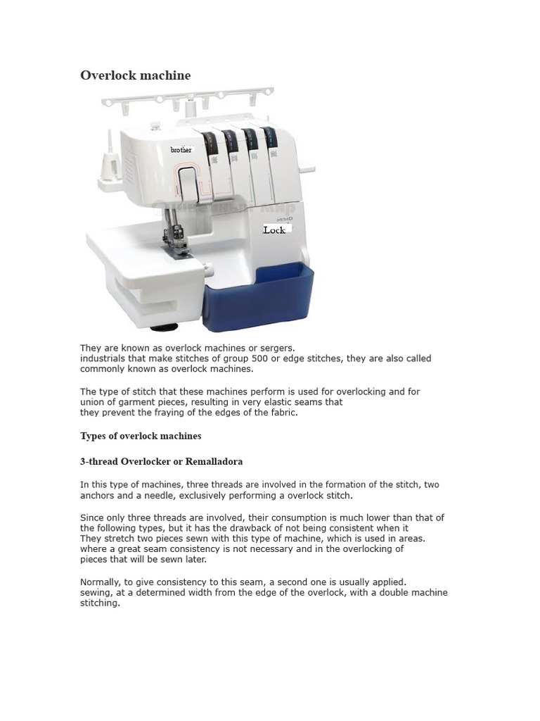 Overlock Machine | PDF | Seam (Sewing) | Surgical Suture