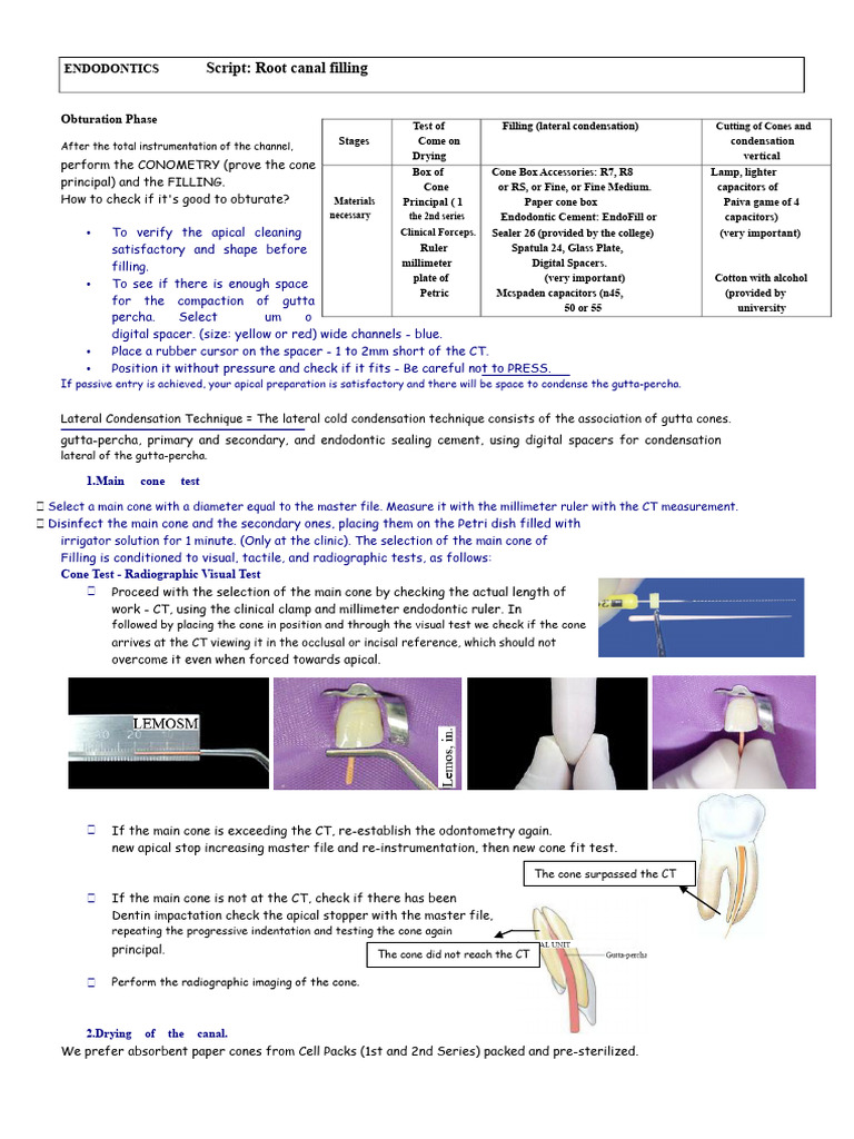 Script and Step by Step - FILLING | PDF | Dentistry Branches