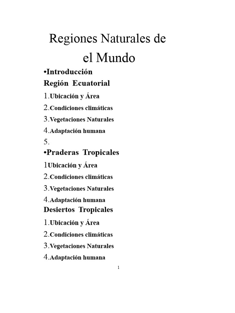 Regiones Naturales del Mundo: Guía Completa | PDF