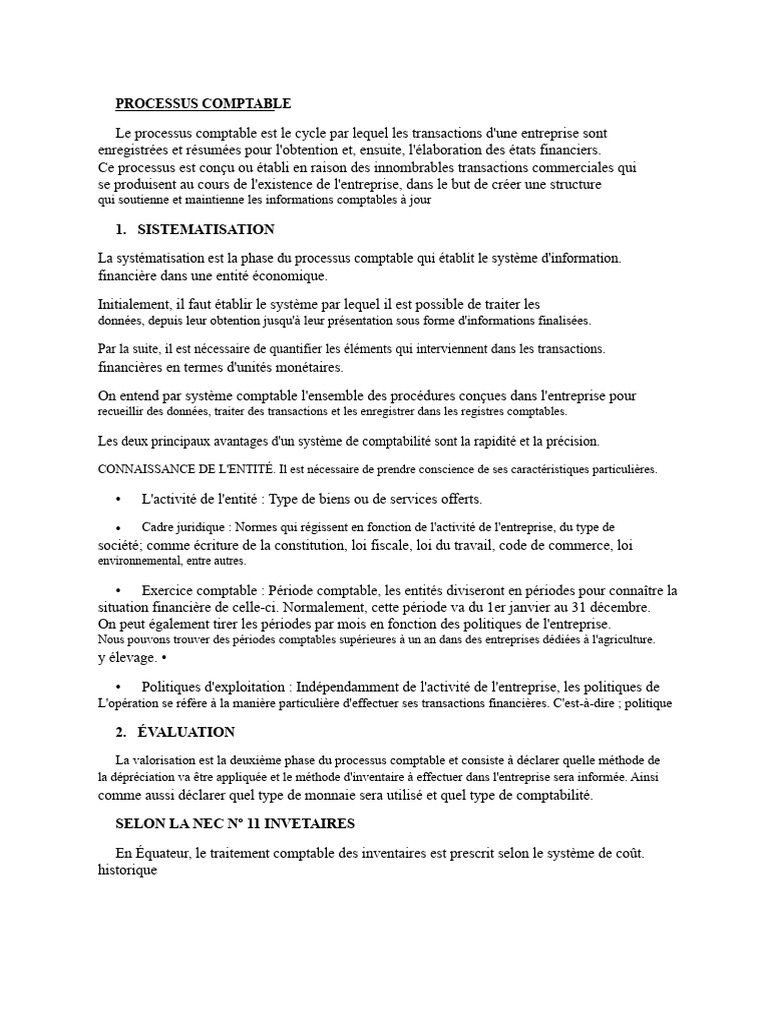 Processus Comptable : Étapes Clés | PDF | Comptabilité | Bilan comptable