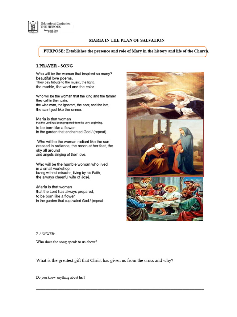 Mary in The Plan of Salvation | PDF | Jesus | Mary, Mother Of Jesus