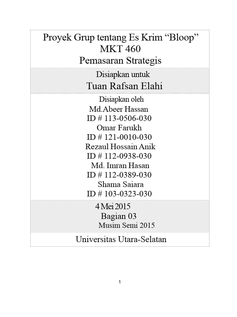 Laporan Akhir RFE MKT 460 | PDF