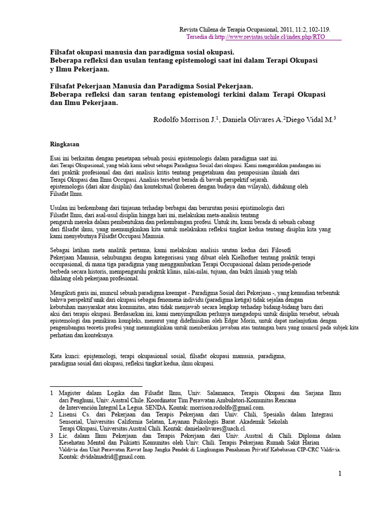 Rodolfo Morrison J., Daniela Olivares A. Diego Vidal M.: Ringkasan | PDF
