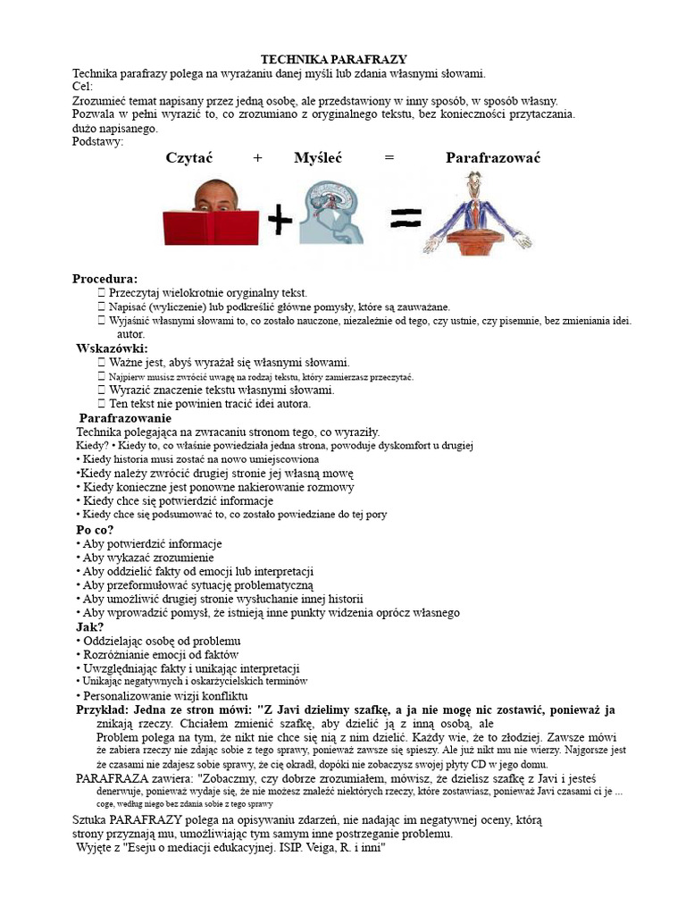 Technika Parafrazowania | PDF