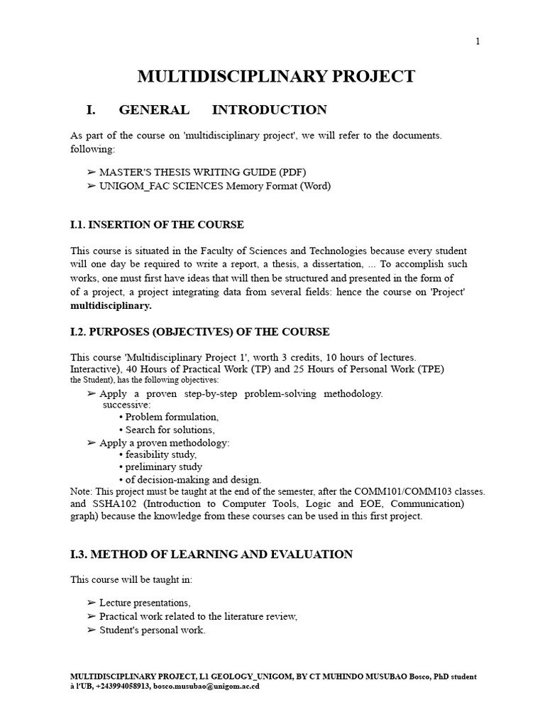 Multidisciplinary Project Course Overview | PDF | Scientific Method ...