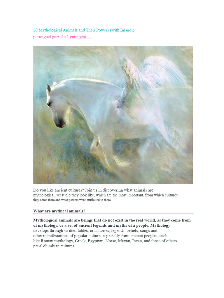 20 MYTHOLOGICAL ANIMALS and Their Powers | PDF