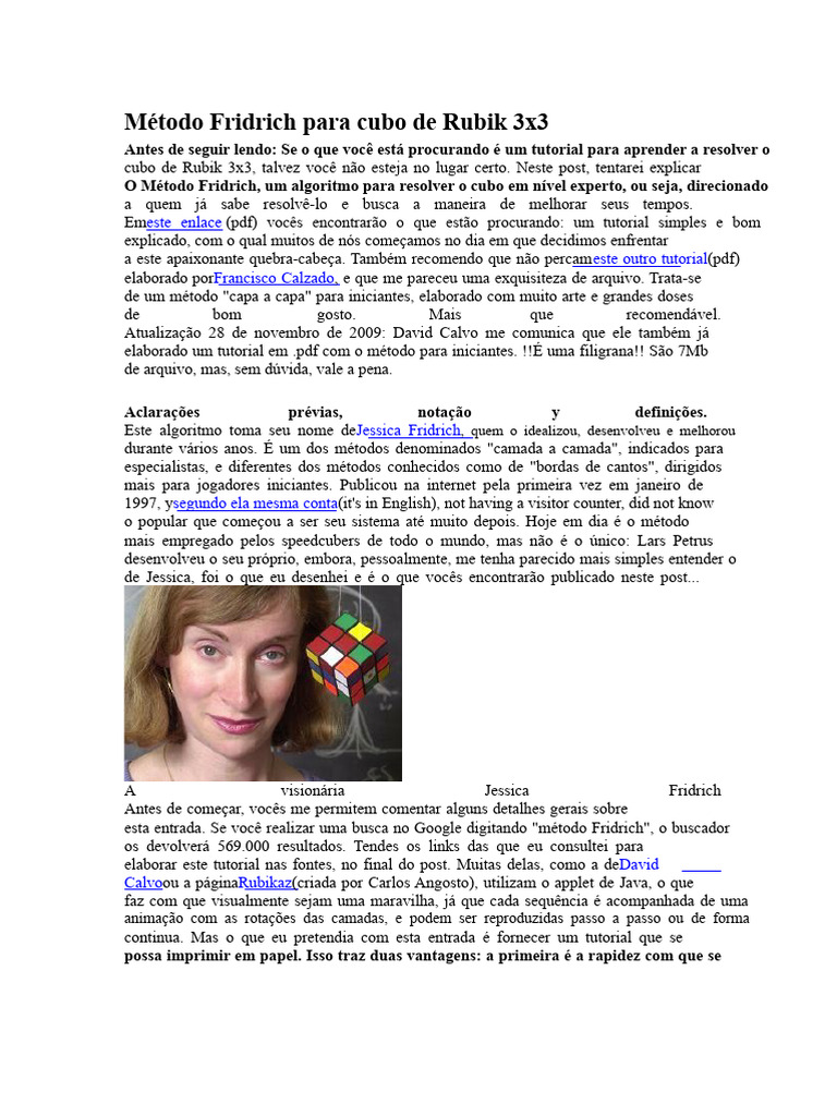 Método Fridrich: Solução Avançada Rubik 3x3 | PDF | Cor