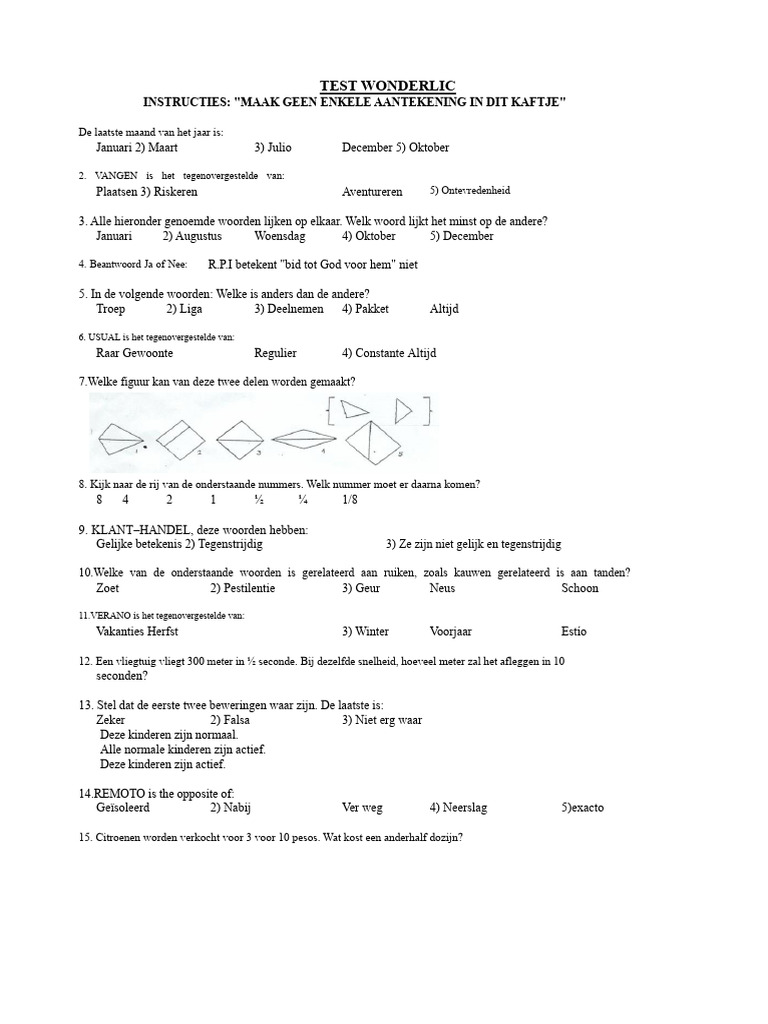 Test Wonderlic Sjabloon | PDF