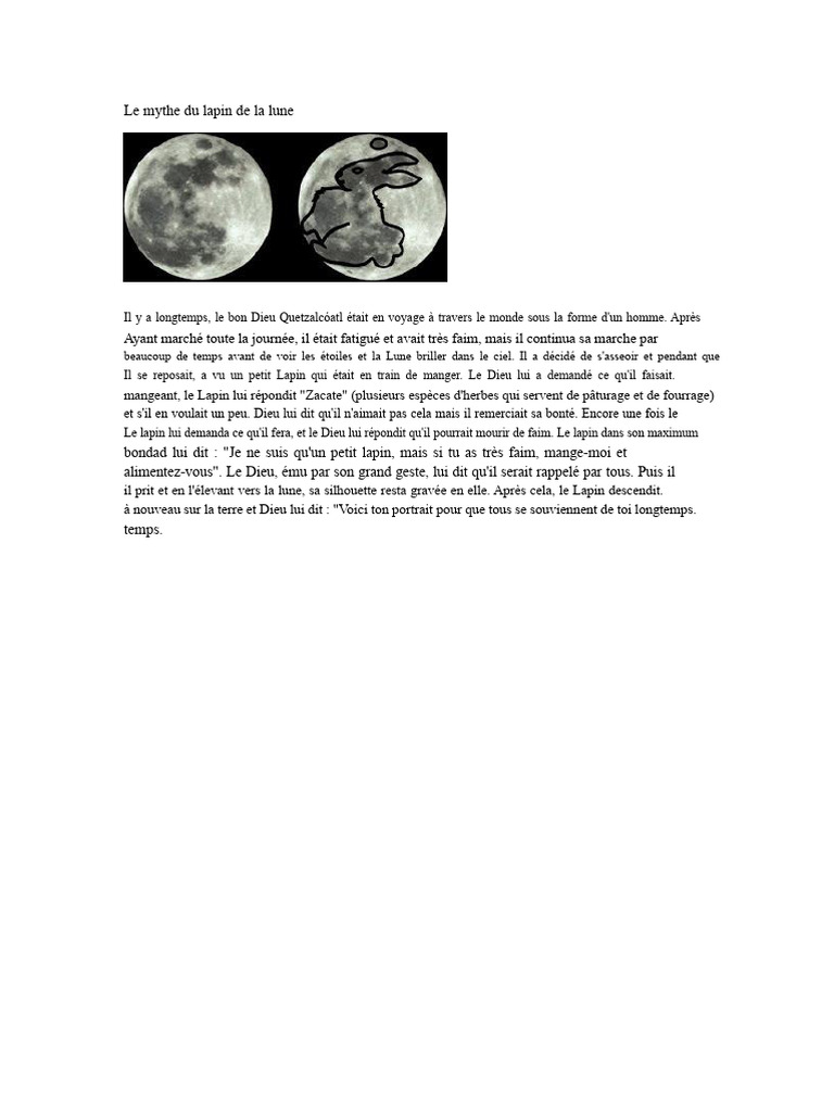 Le mythe du lapin de la lune et sa morale | PDF