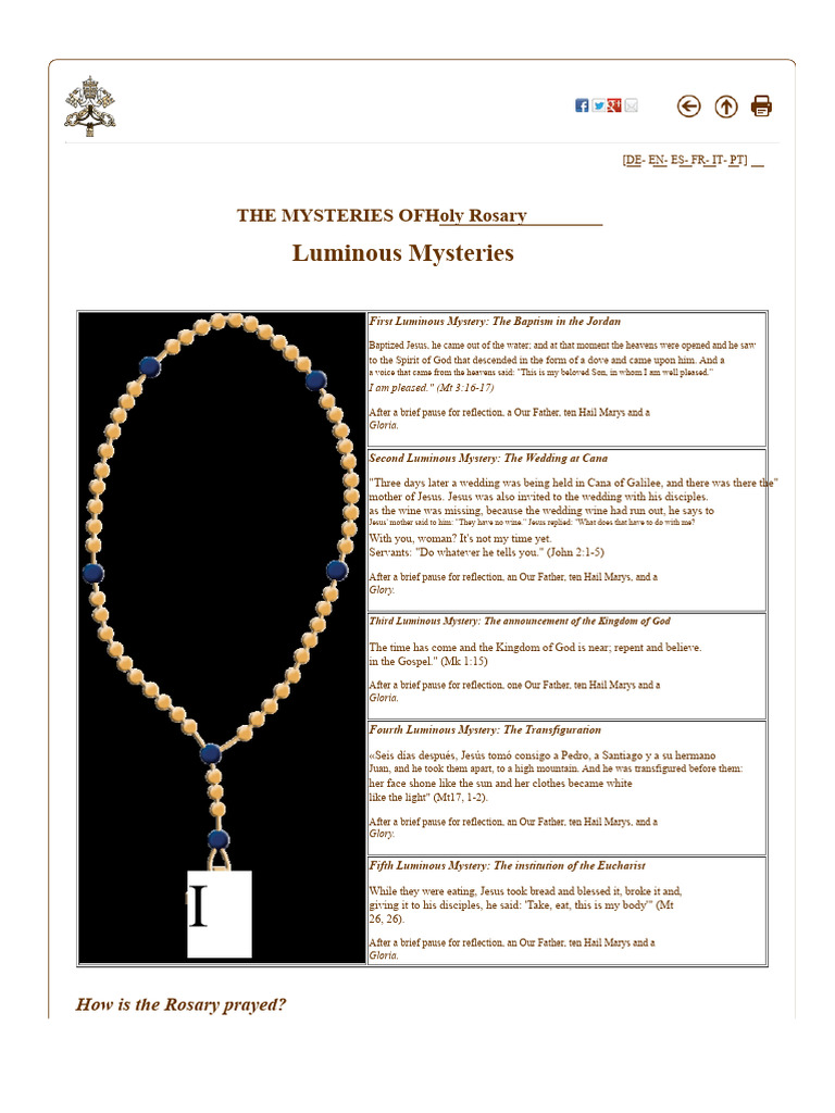Luminous Mysteries of the Rosary Guide | PDF | Rosary | Lord's Prayer