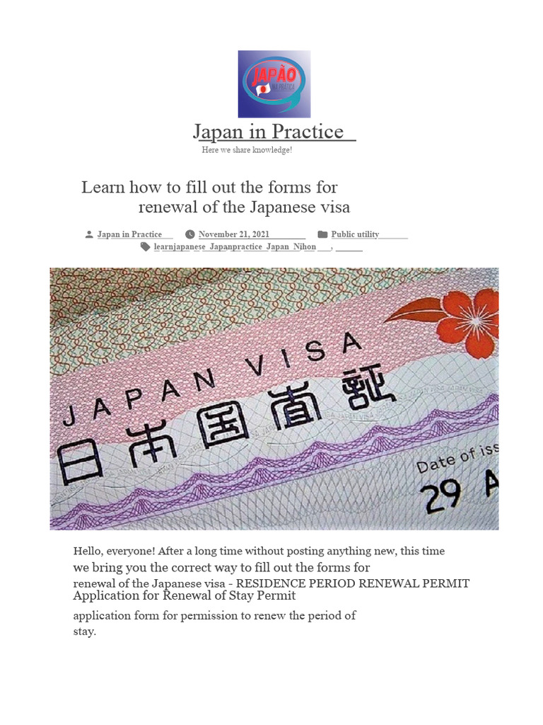Learn How To Fill Out The Forms For Japanese Visa Renewal - Japan in ...