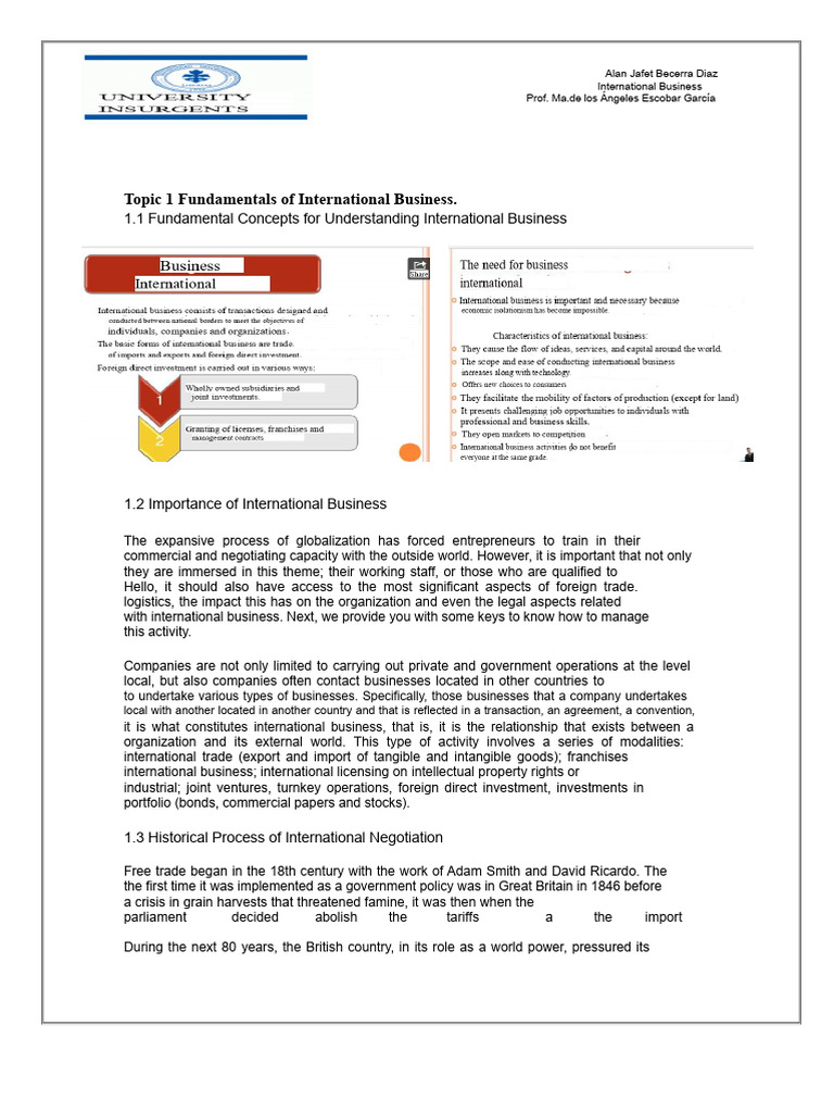 Fundamentals of International Business | PDF | Tariff | Free Trade