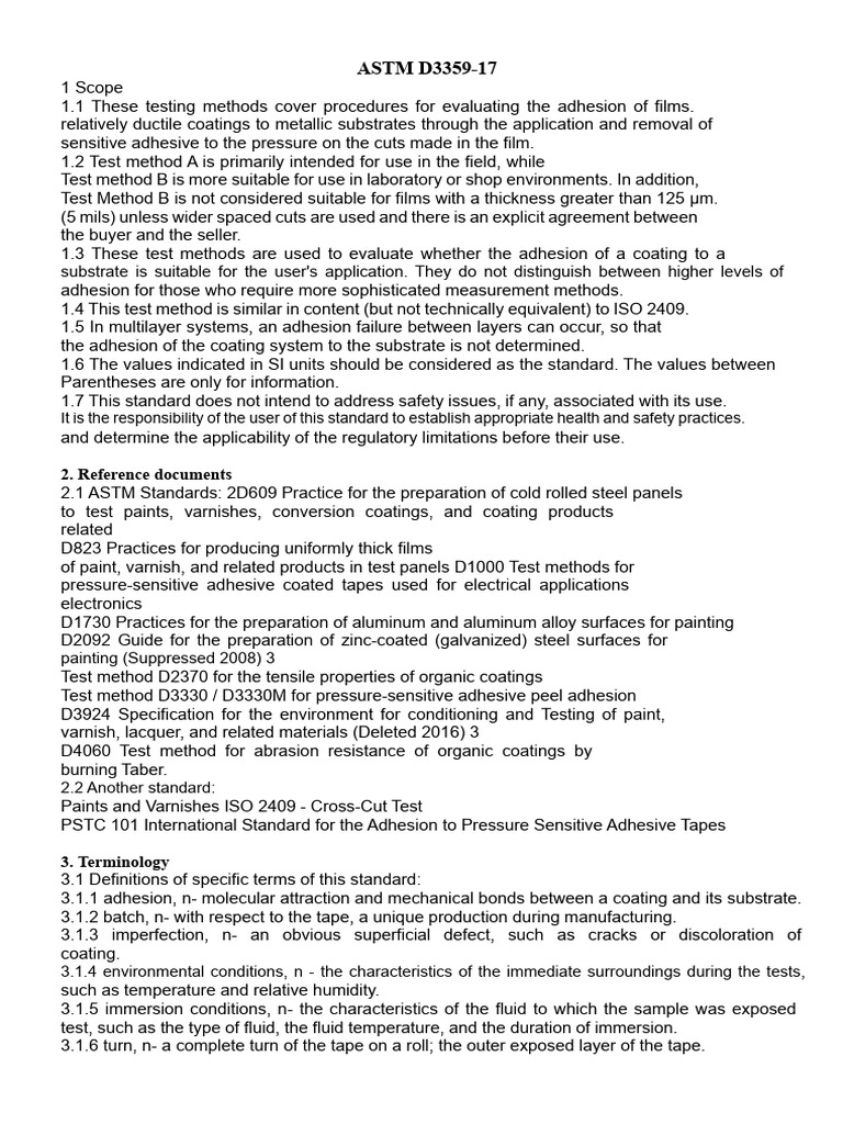 ASTM D3359-17 Adhesion Testing Methods | PDF | Adhesion | Adhesive