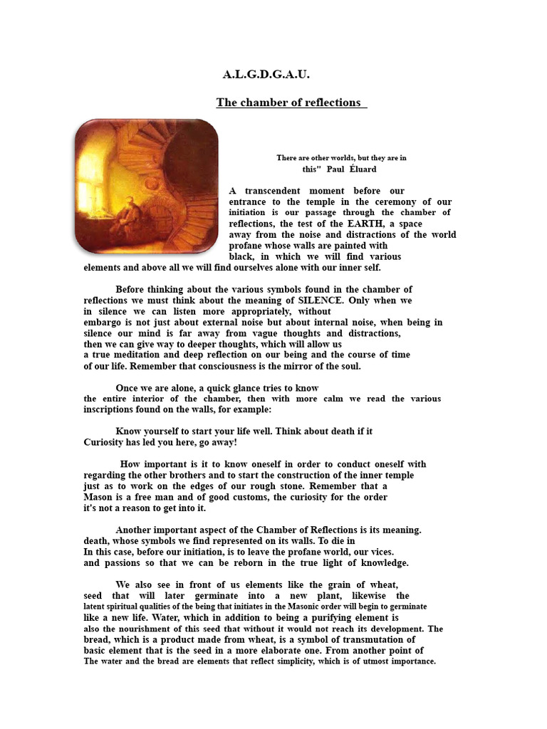 Chamber of Reflections in Masonic Initiation | PDF | Self Realization ...