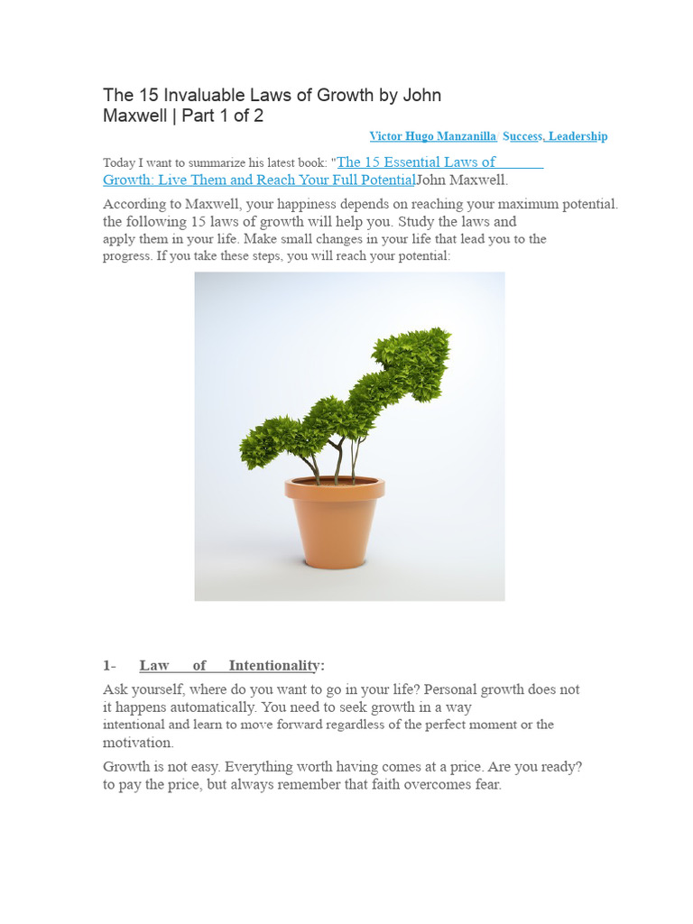 The 15 Invaluable Laws of Growth by John Maxwell | PDF | Personal ...
