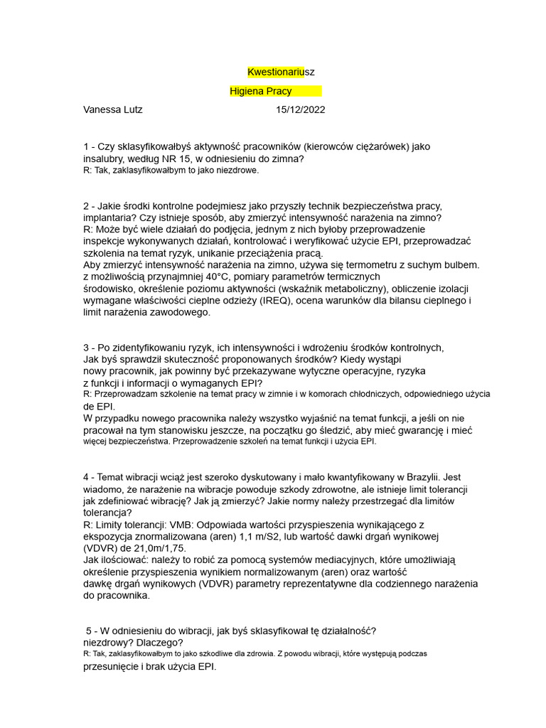 Kwestionariusz | PDF