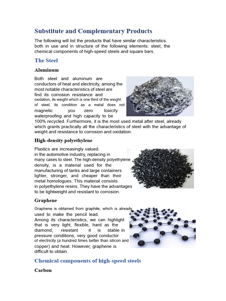 Substitute and Complementary Metals Guide | PDF | Alloy | Steel