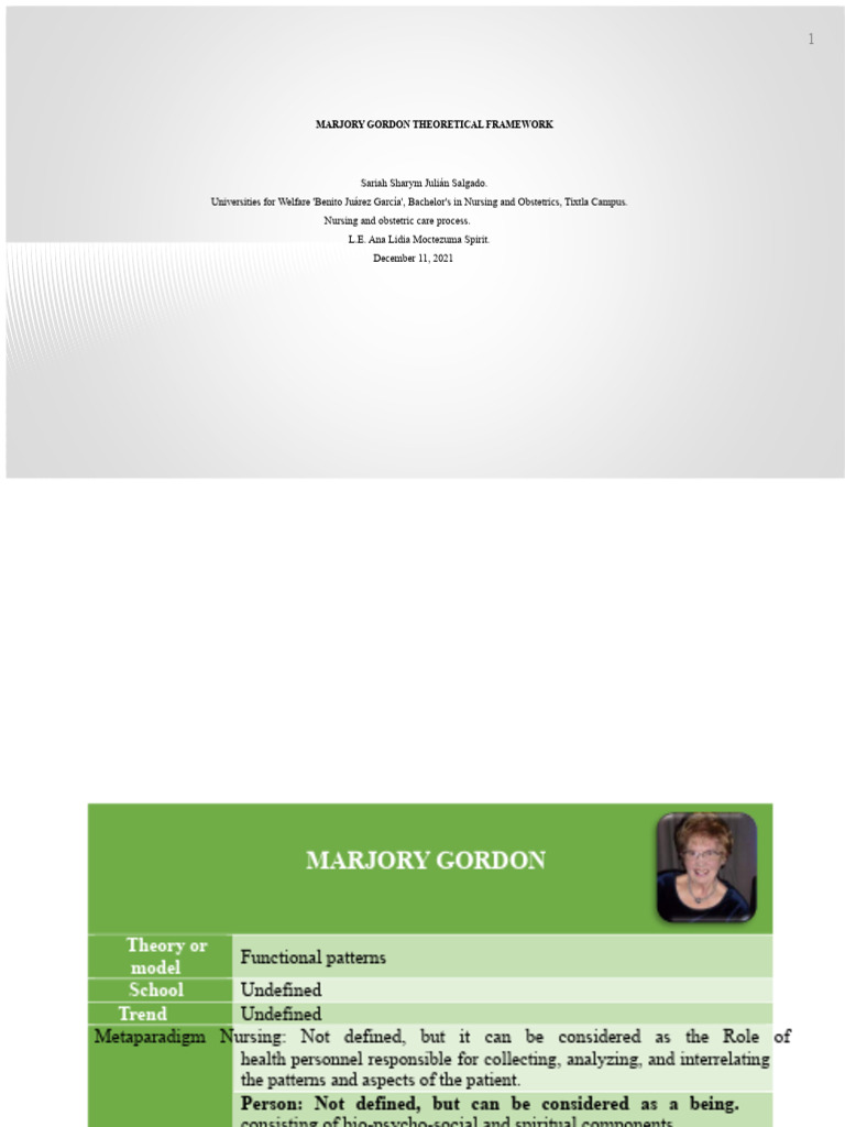 Marjory Gordon Frame | PDF | Nursing | Information
