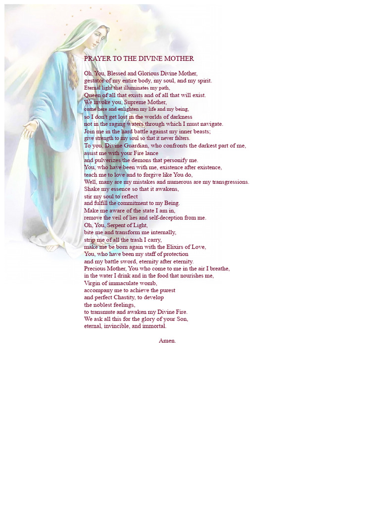 Prayer To The Divine Mother | PDF