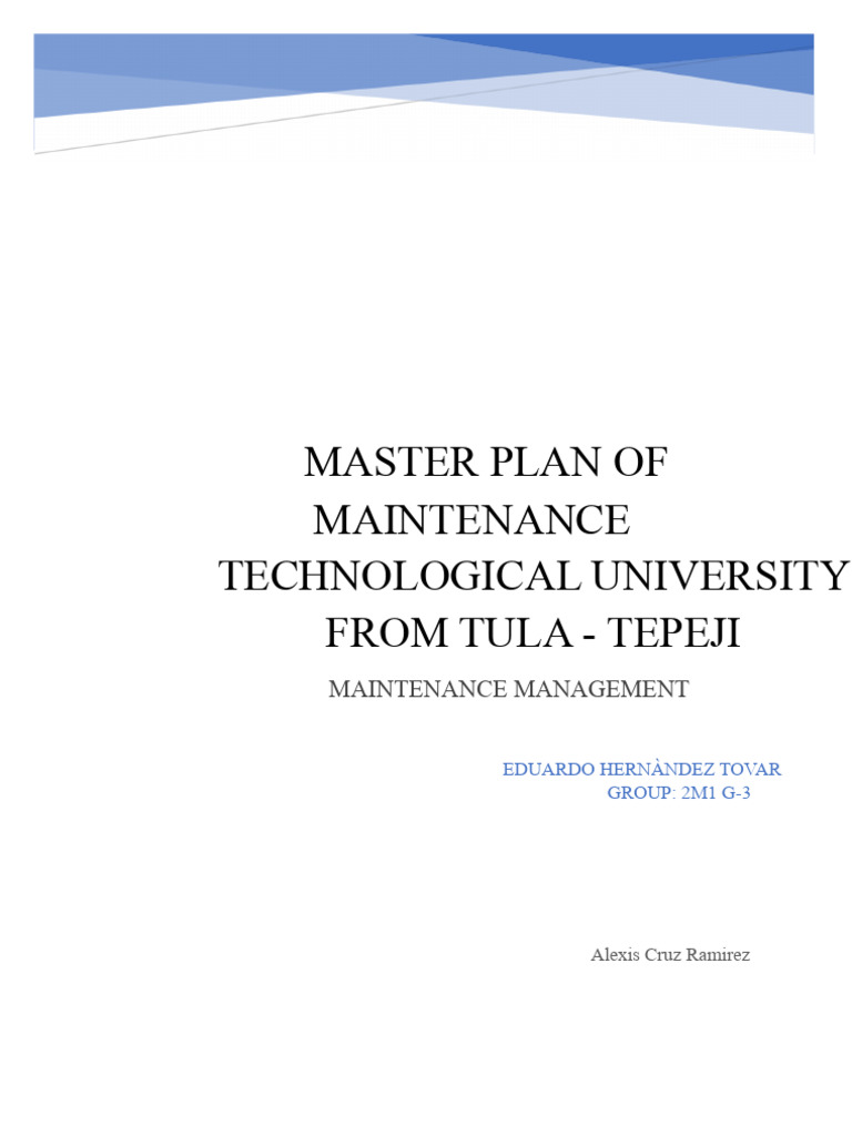 Maintenance Management Master Plan | PDF | Reliability Engineering | System