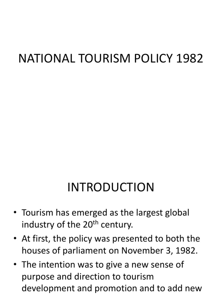 National Tourism Policy 1982 Overview | PDF | Tourism | Economies