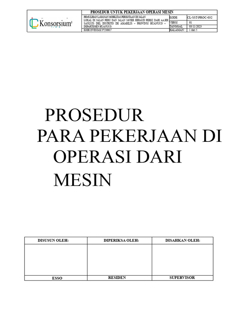 Prosedur Untuk Operasi Mesin Berat | PDF