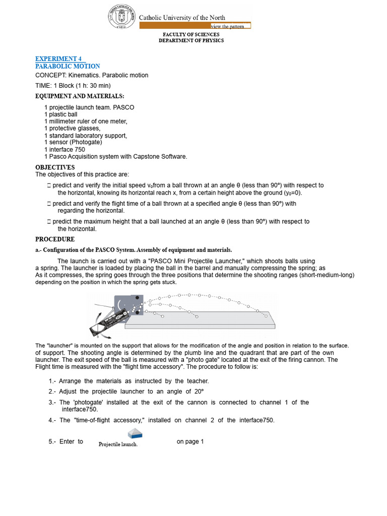 EXPERIMENT 4. Projectile Launch | PDF | Projectiles | Experiment
