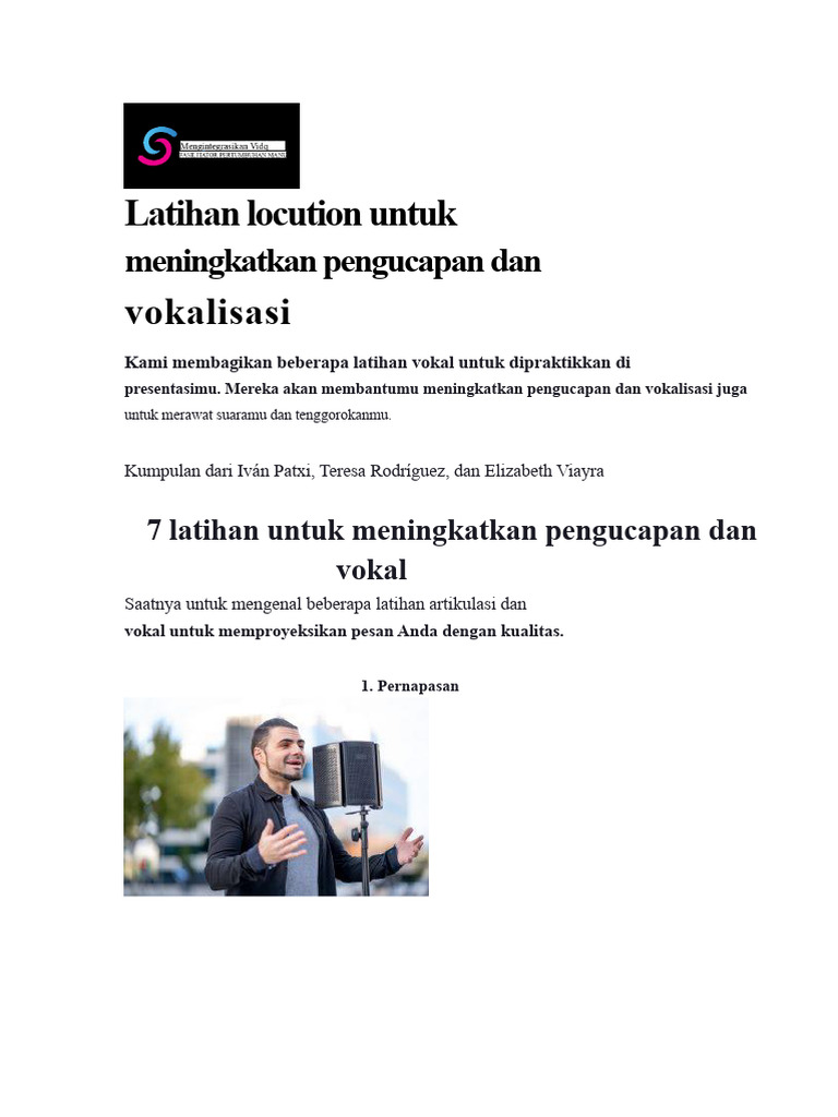 Latihan Vokal untuk Pengucapan Baik | PDF