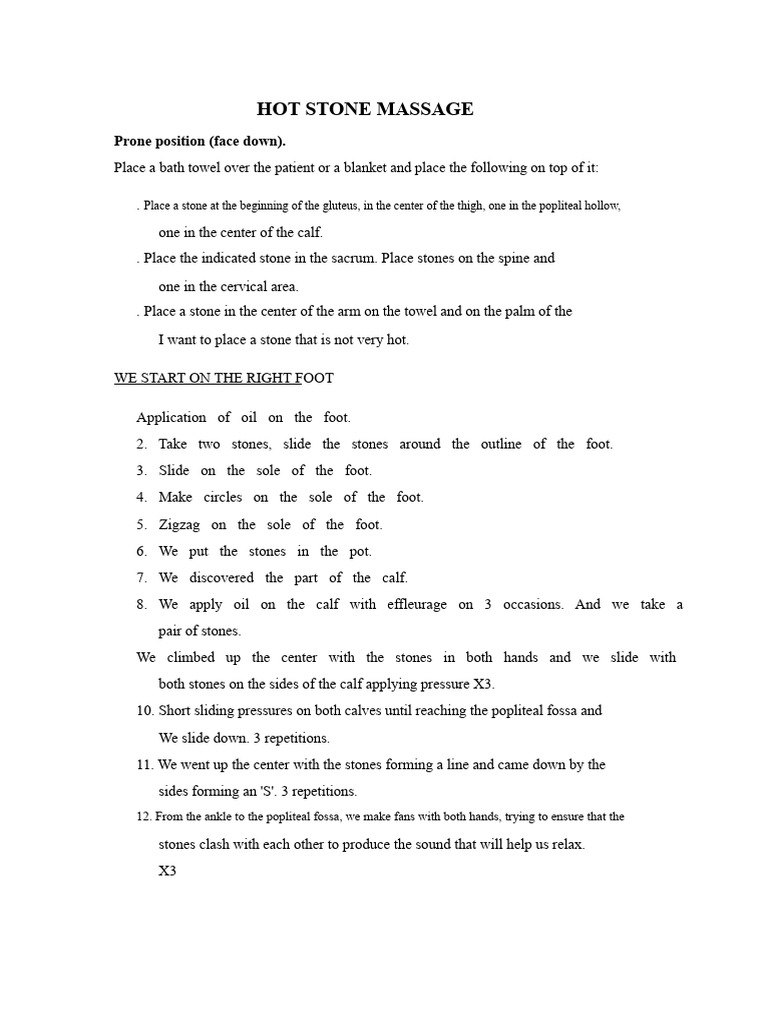 Hot Stone Massage | PDF | Arm | Primate Anatomy