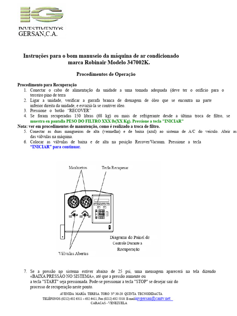 Instruções para Robinair 34700 | PDF | Vácuo | Ar condicionado