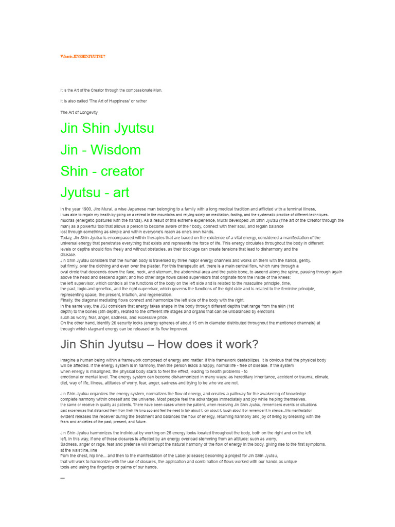 What Is Jin Shin Jyutsu | PDF | Hand | Finger