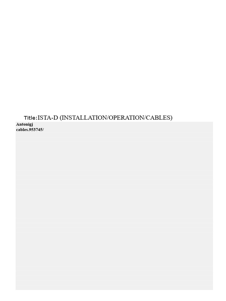 Ista-D (Installation-Handling-Cables) | PDF | Computer Engineering ...