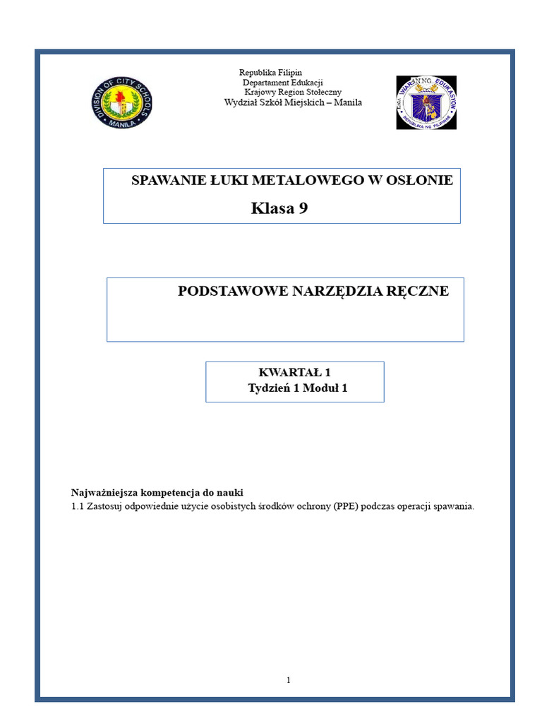 SMAW-9 Q1 W1 Mod1 PDF | PDF