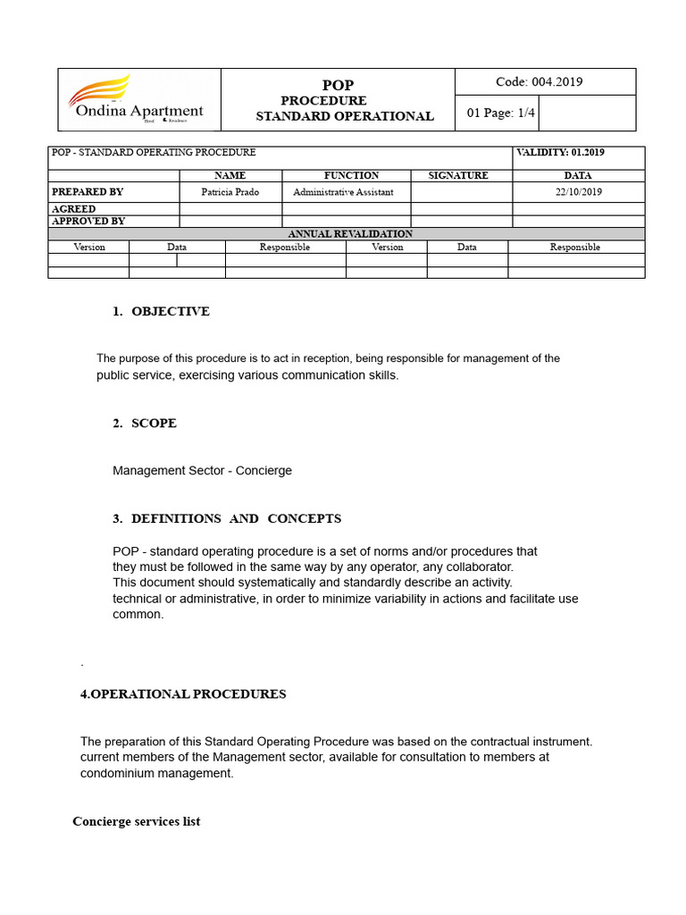 Concierge SOP for Hotel Management | PDF | Scope (Computer Science ...