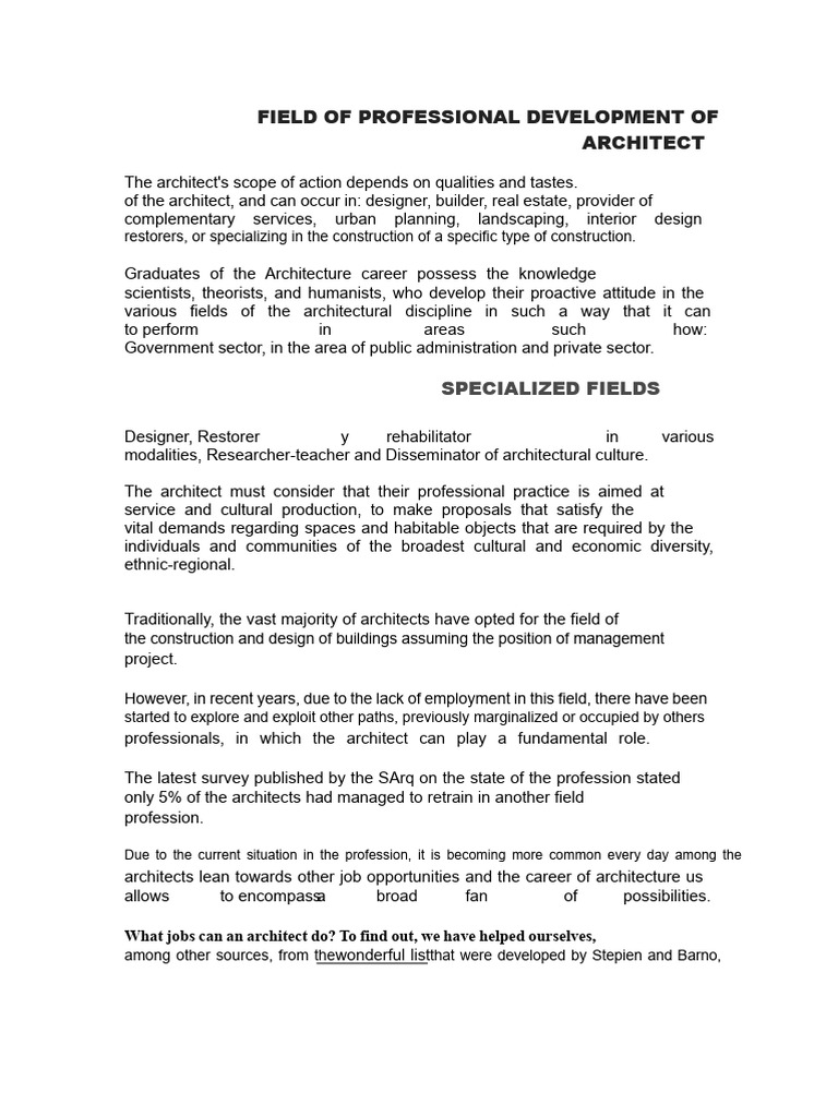 Architect Career Development Opportunities | PDF | Architect | Design