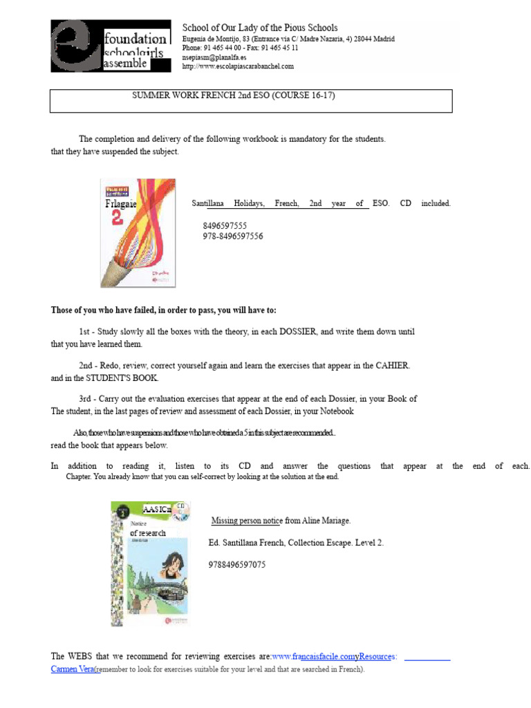 2nd Year French Review | PDF | Grammatical Gender | Verb