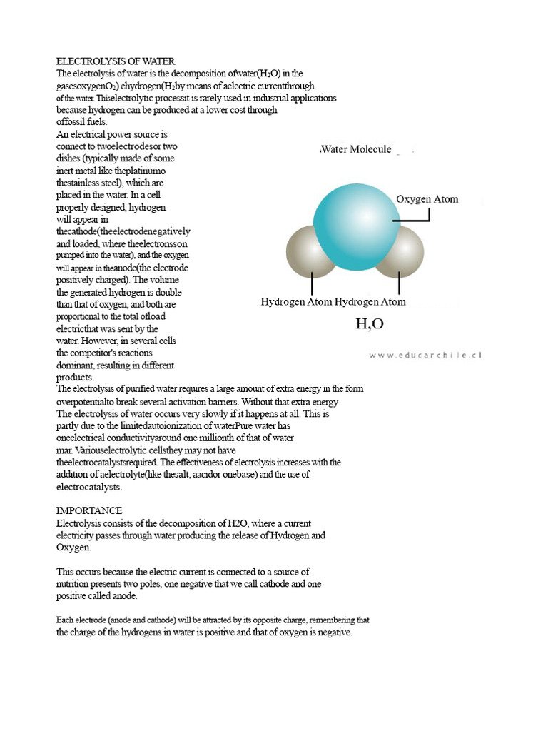 Electrolysis of Water Explained | PDF | Ion | Anode