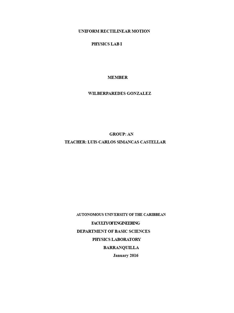 Uniform Rectilinear Motion Report | PDF | Speed | Velocity