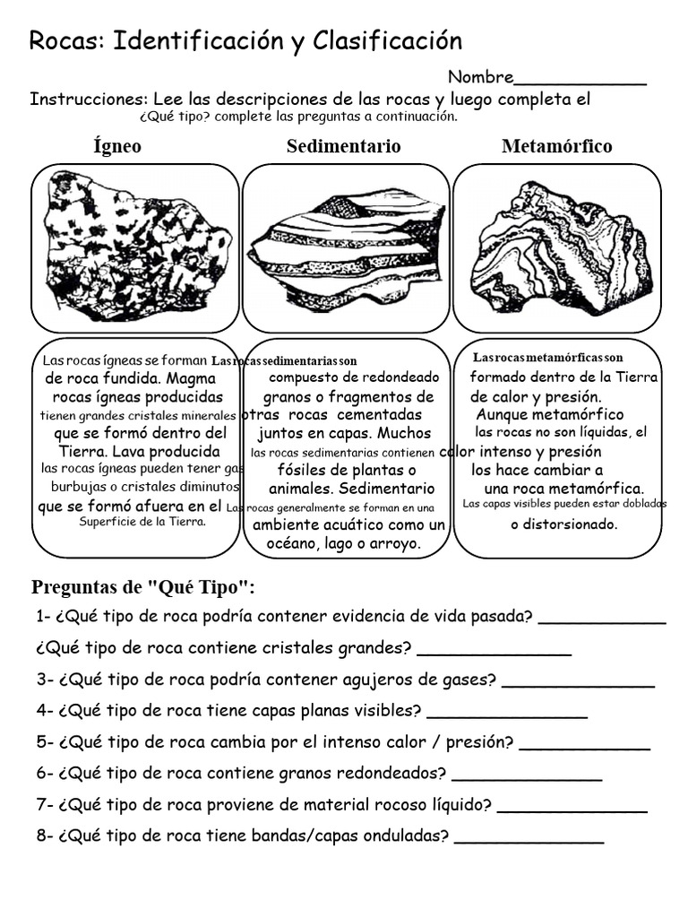Actividades Sobre El Ciclo de Las Rocas y Tipos de Rocas-1 | PDF | Roca (geología) | Roca ígnea