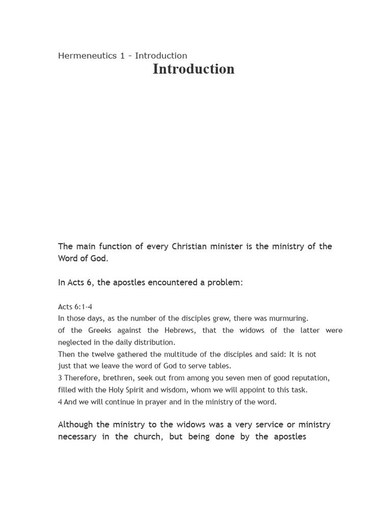 Introduction to Hermeneutics | PDF | Bible | Hermeneutics