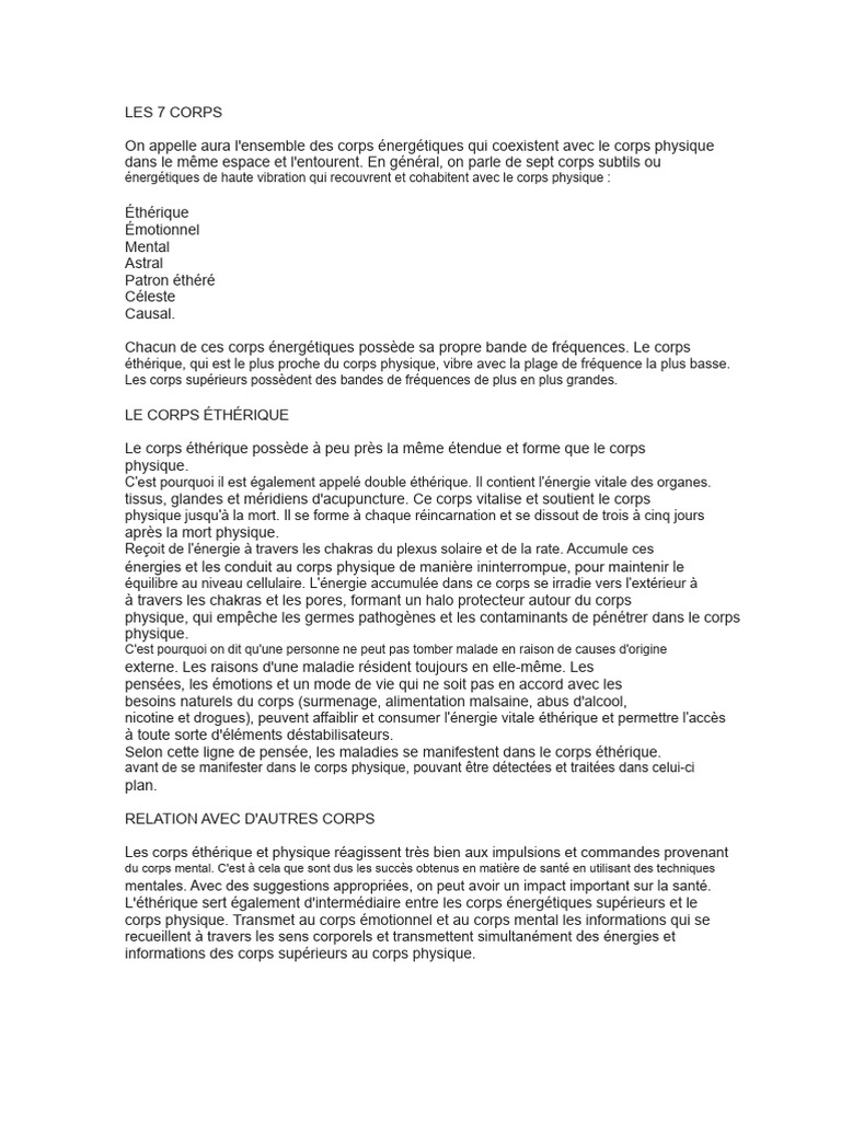 Les 7 corps énergétiques de l'homme | PDF | Émotions | Esprit