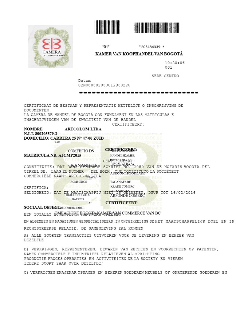 Certificaat Van Oprichting en Beheer-1 | PDF